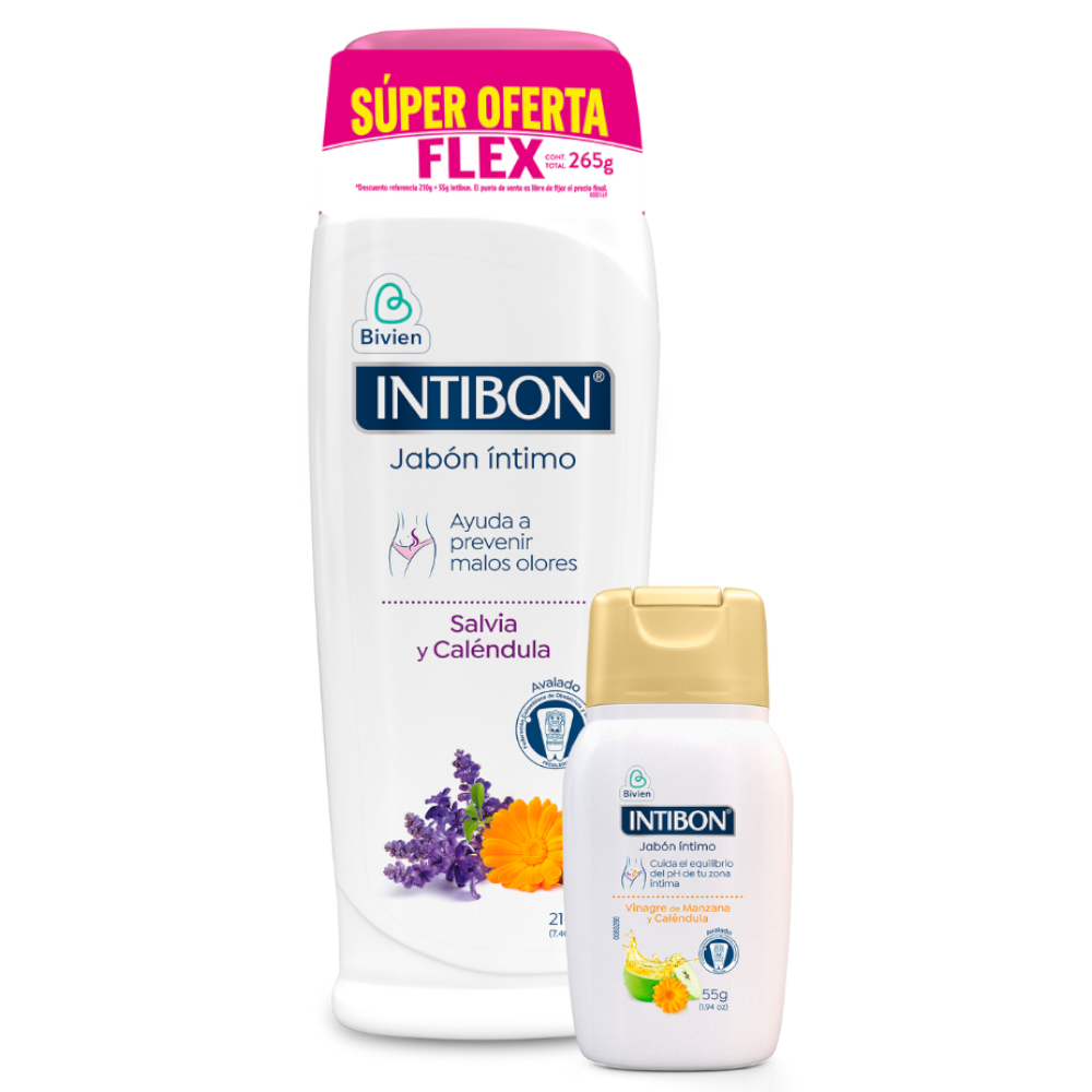 Jabón Íntimo Intibon Salvia Y Caléndula 250Gr + Jabón Íntimo 55Gr ...